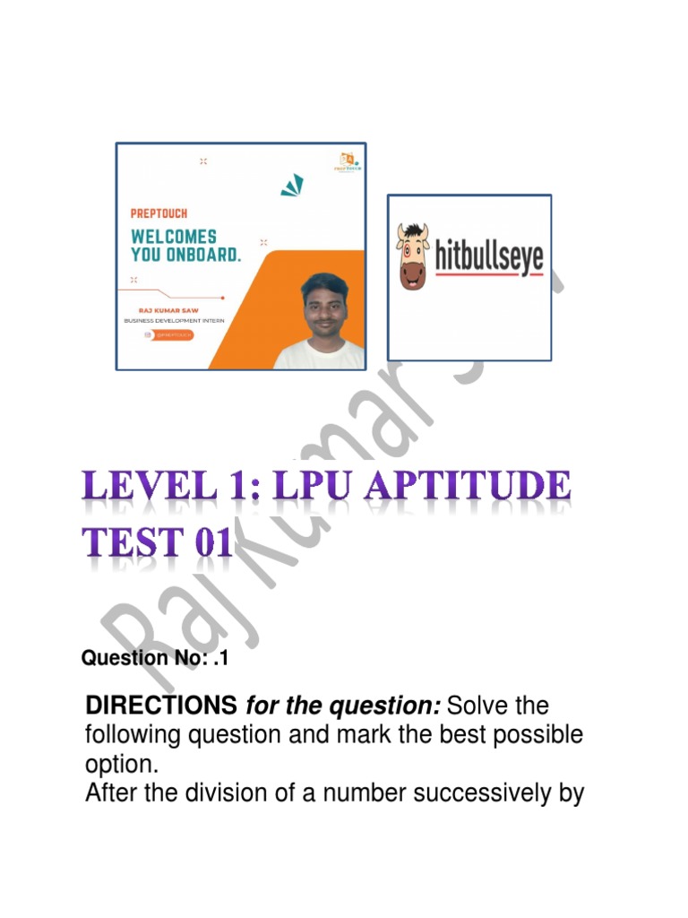 Hitbullseye Level 1 LPU Aptitude Test 01 | PDF | Newspapers | Efficient ...