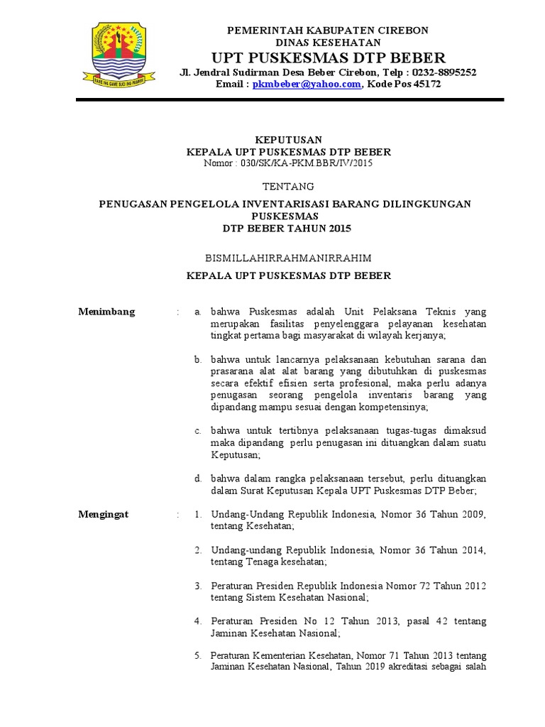30 SK Pengelola Inventarisasi Barang | PDF