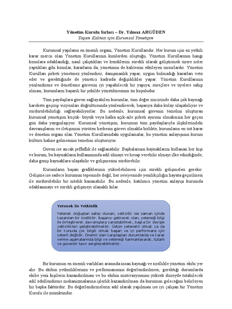 Yonetim Kurulu Sirlari | PDF