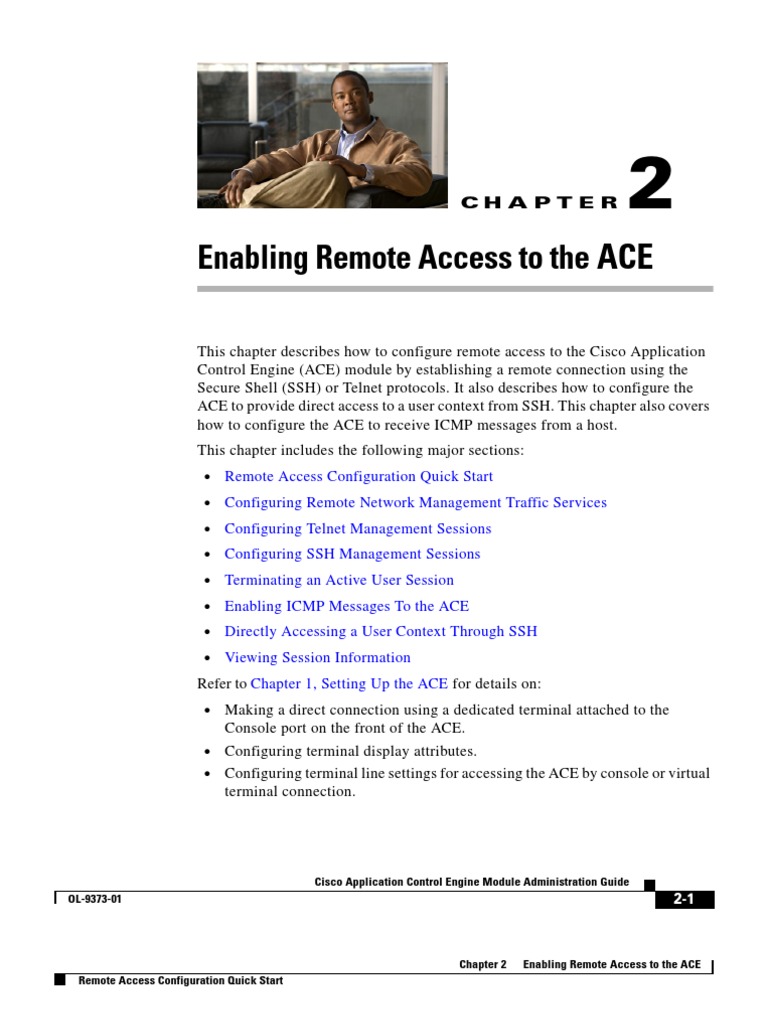 Enabling Remote Access To The Cisco Application Control Engine Module Administration Guide Ol