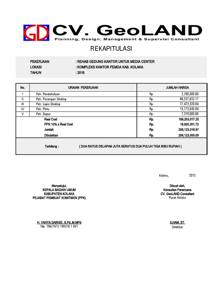 RAB Interior Humas Volume Lapangan | PDF