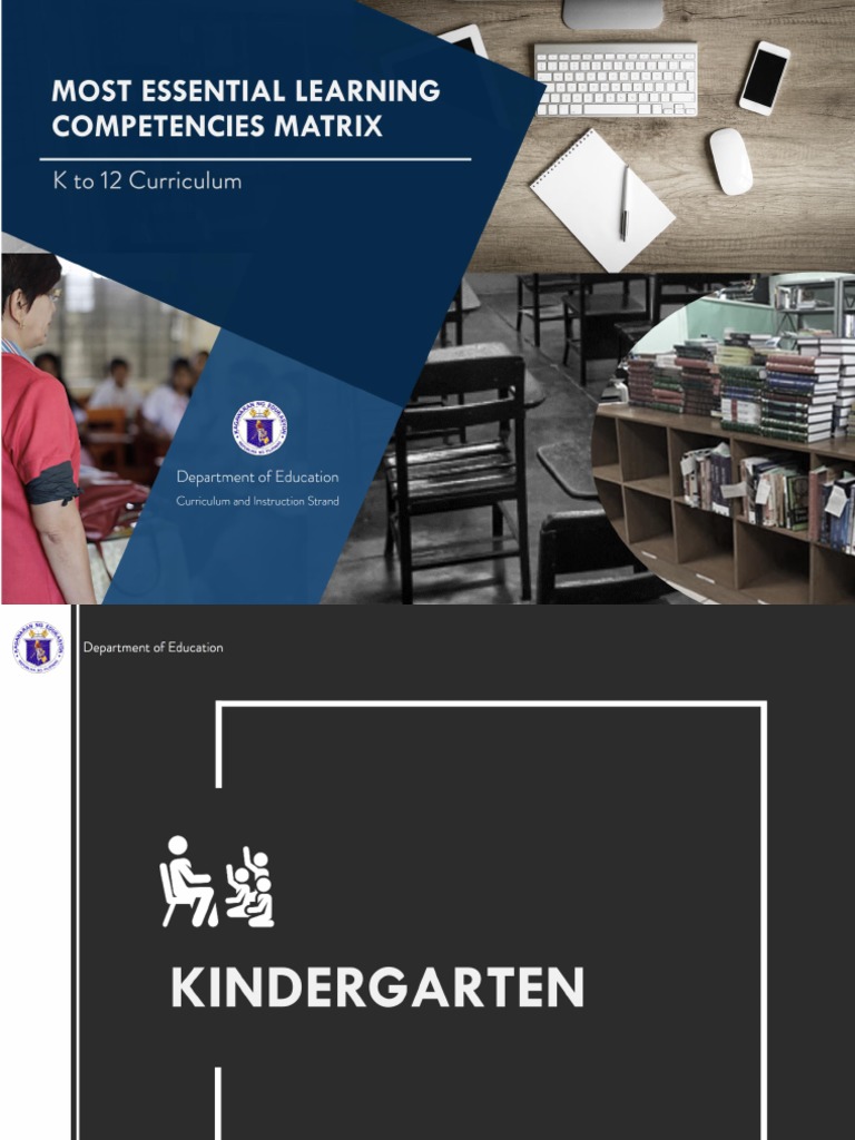 KINDERGARTEN Most Essential Learning Competencies Matrix | PDF | Learning | Curriculum