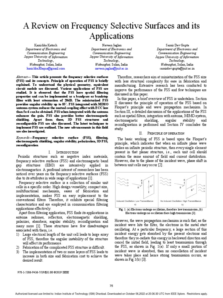 A Review On Frequency Selective Surfaces And Its Applications Pdf 5612