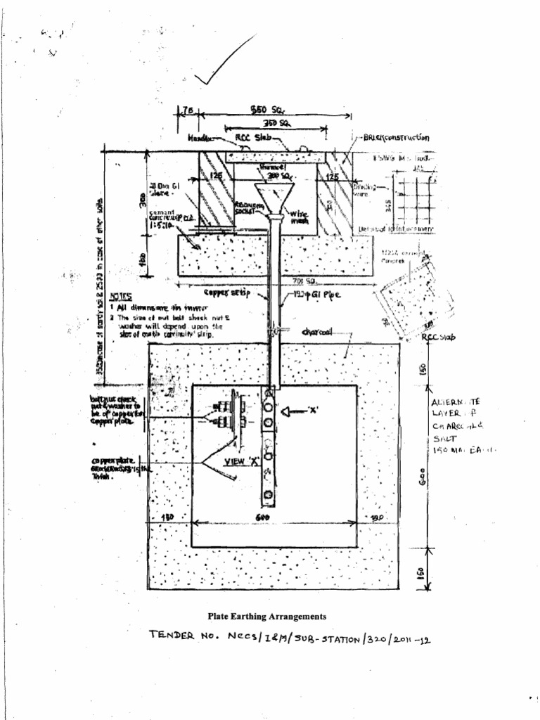 Plate Earthing Drawing | PDF