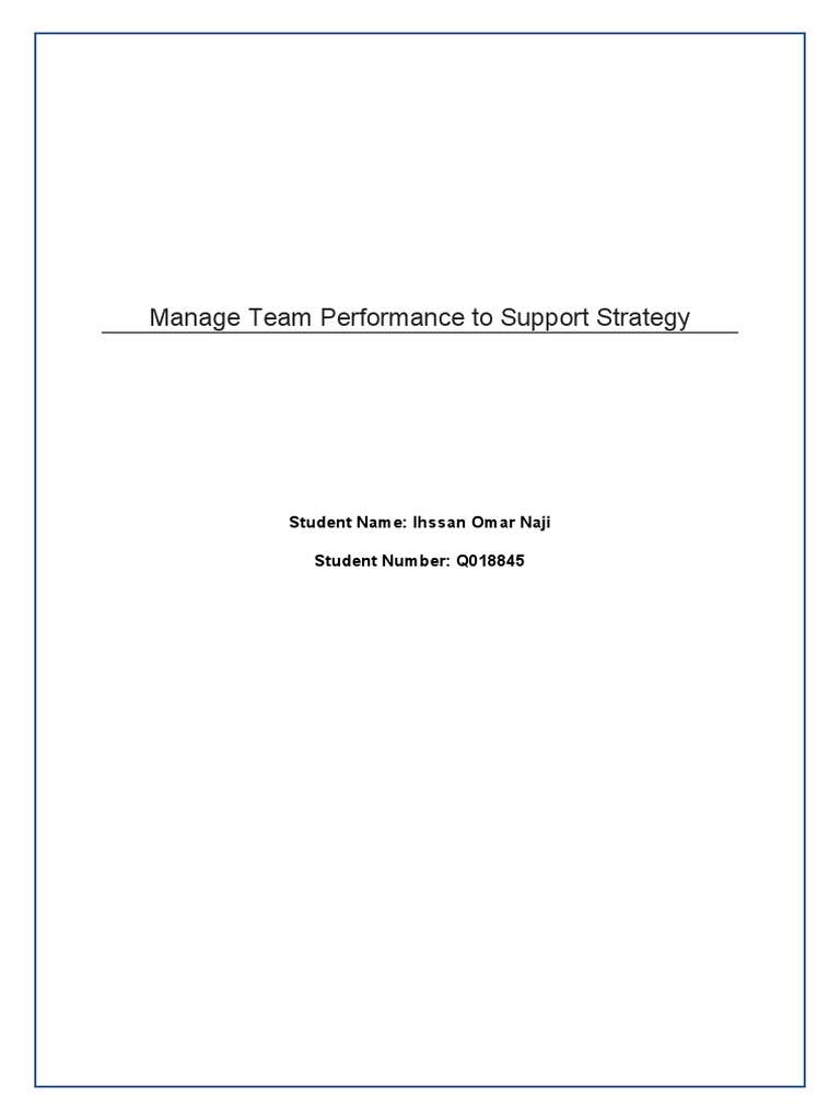 Manage Team Performance To Support Strategy Assignment 702 | PDF | Goal | Incentive