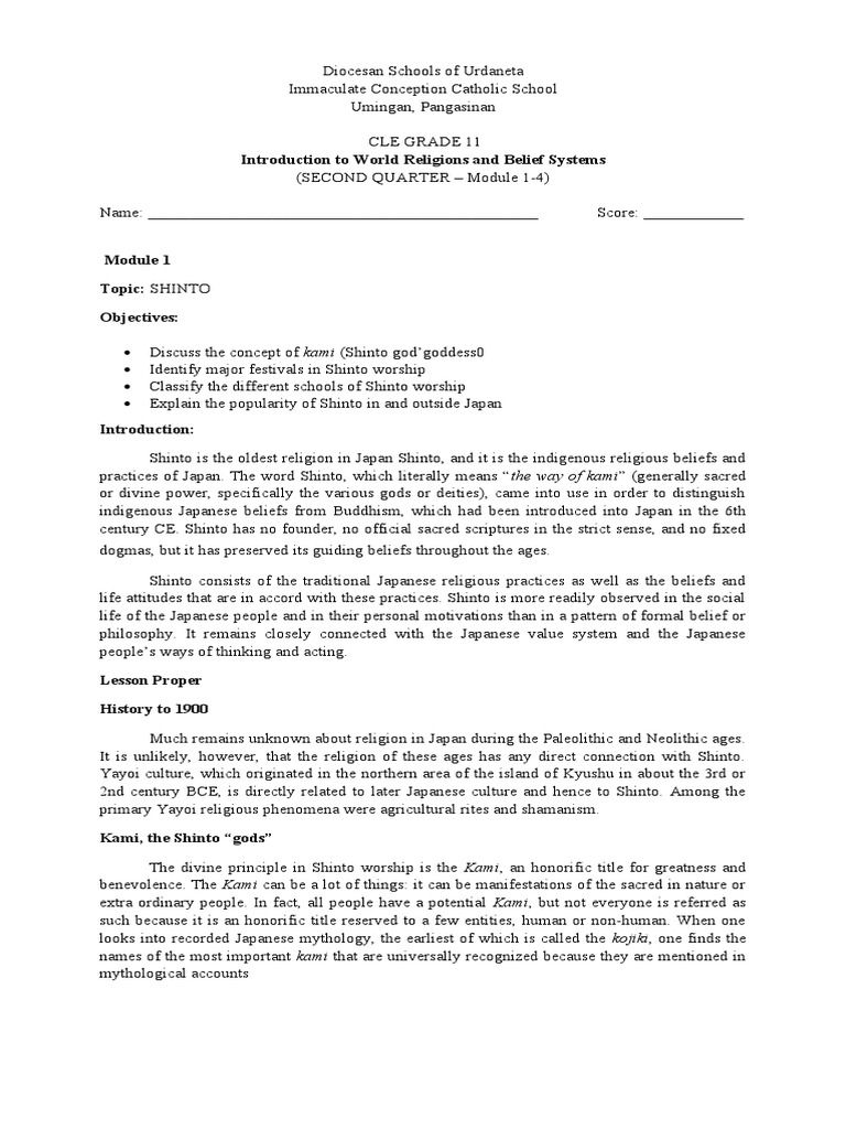 Grade 11 Module 2ND Quarter 1-4 | PDF | Shinto | Interfaith Dialogue