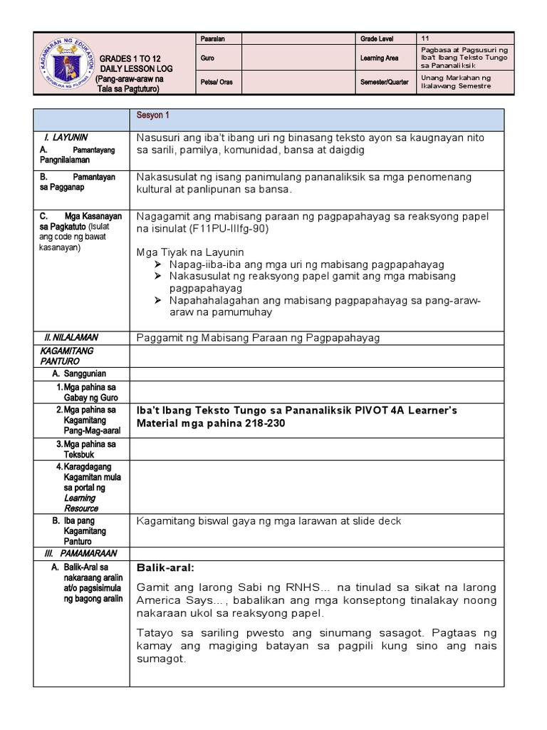 Paggamit Ng Mabisang Paraan Ng Pagpapahayag | PDF