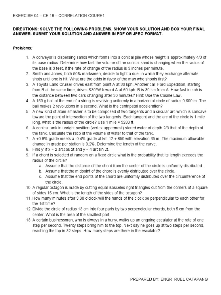 Exercise 05 Solution CE18 | PDF | Circle | Perpendicular