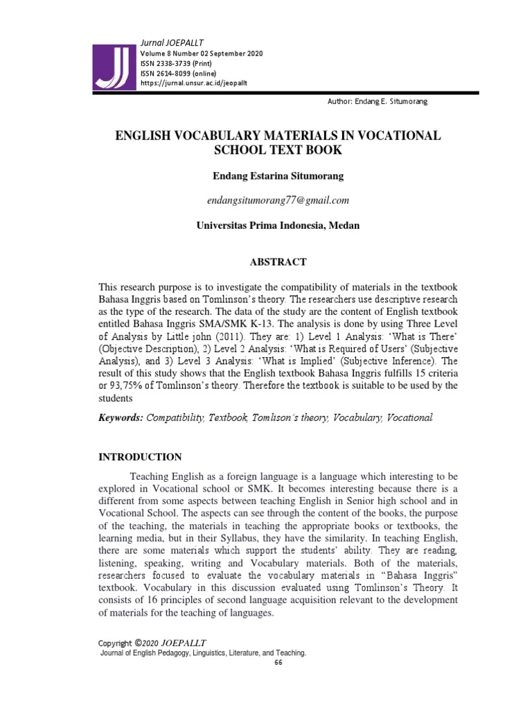 English Vocabulary Materials in Vocational School Text Book | PDF ...