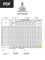 Deped Standard Table of Specification Format | PDF