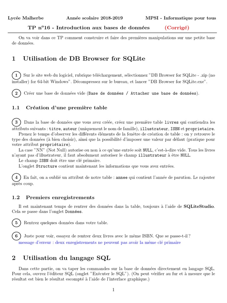 IPT MPSI TP16 Corrige | PDF | SQL | Valeurs séparées par des virgules
