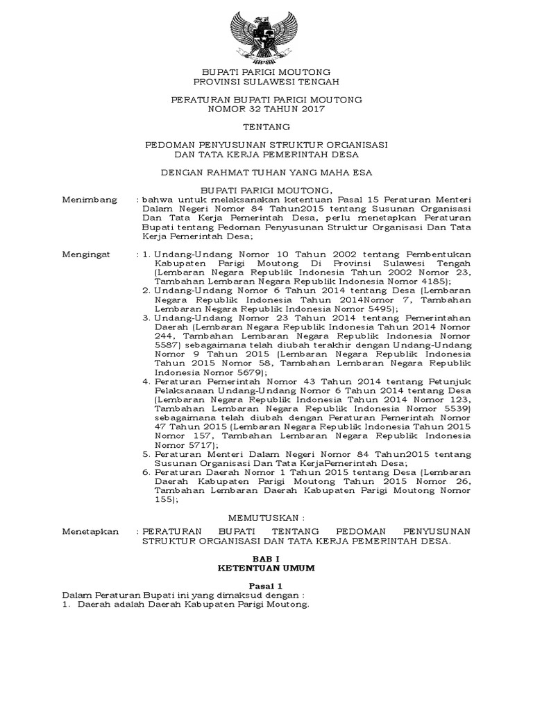 Perbup Sotk Pemdesa | PDF