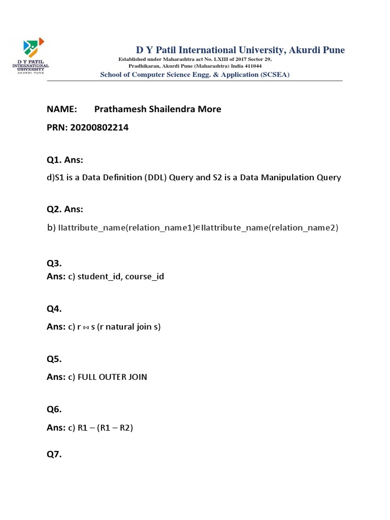 Dbms All 8 Assignments Pdf Database Index Computer Programming