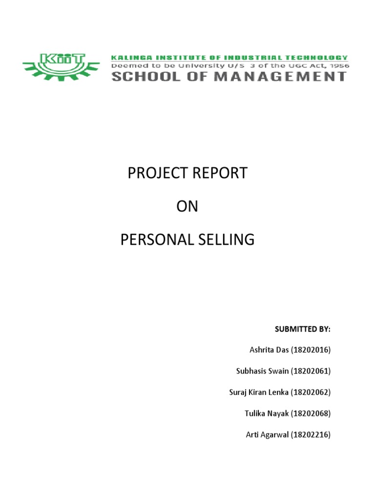 PROJECT REPORT Personal Selling PDF | PDF | Sales | Brand