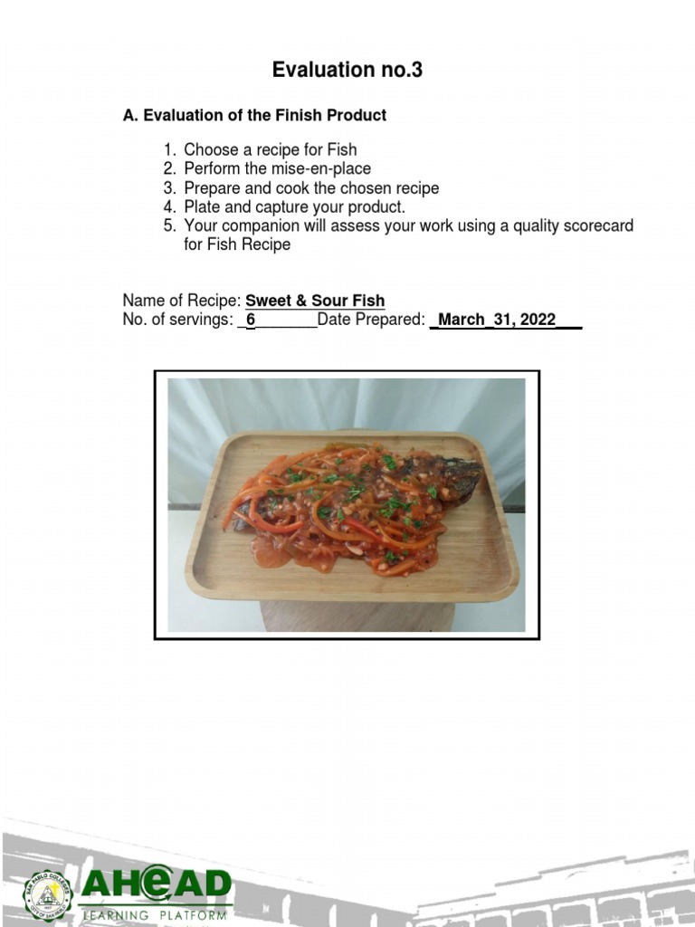 Evaluation No 3 PDF | PDF | Foods | Regional & Ethnic Food