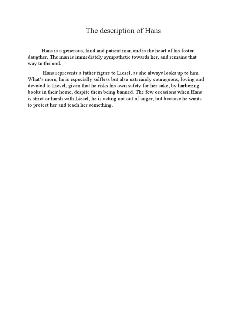 The Description of Hans | PDF