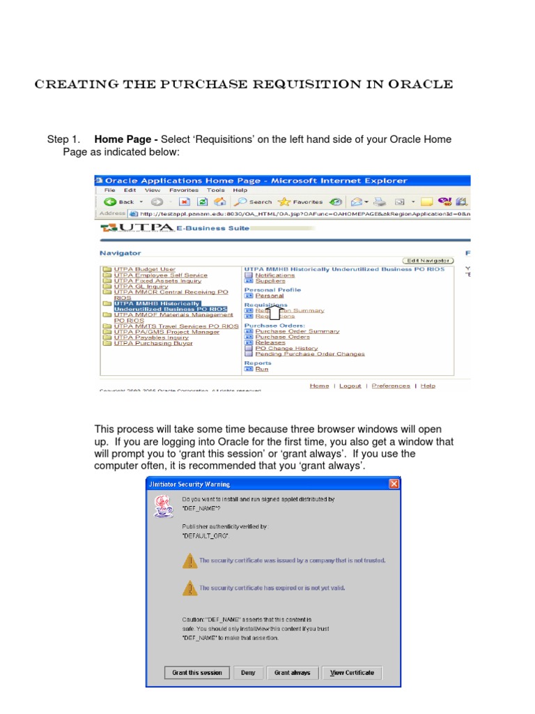 Creating The Purchase Requisition In Oracle Pdf