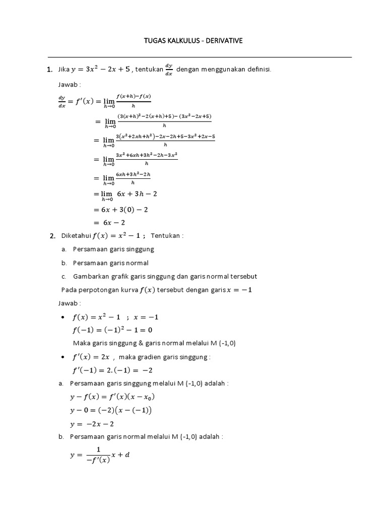 Tugas Kalkulus: Derivatif & Persamaan | PDF