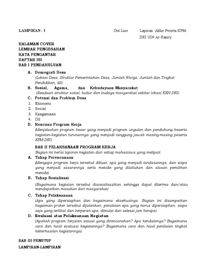 Template Laporan Akhir KPM-DRI | PDF