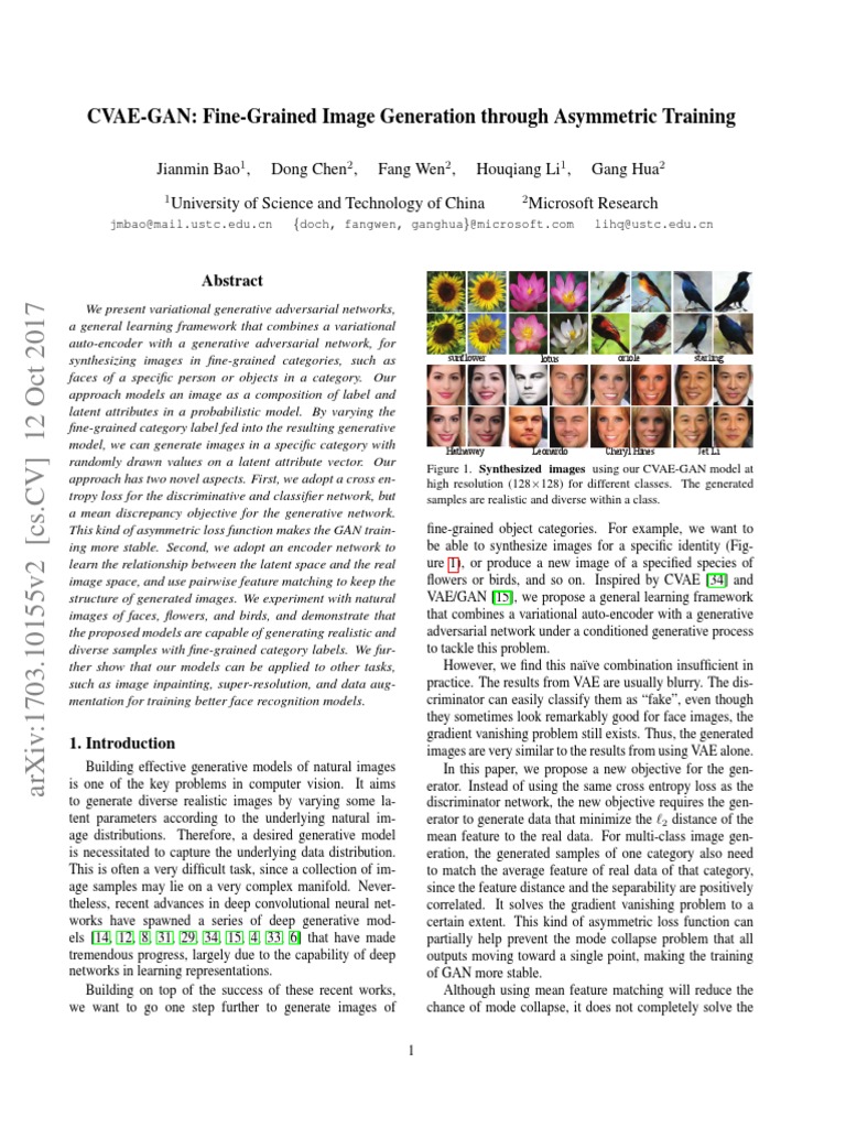 CVAE-GAN Fine-Grained Image Generation Through Asymmetric Training | PDF | Cognitive Science ...