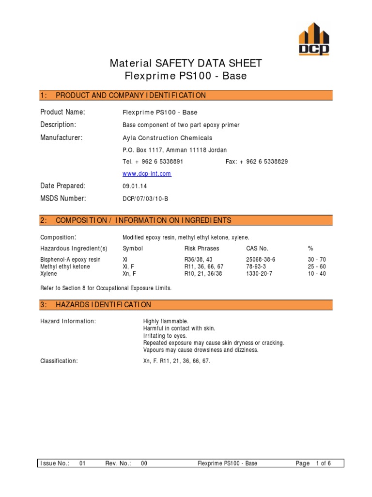 Flexprime PS100 - Base | PDF | Ammonia | Fires