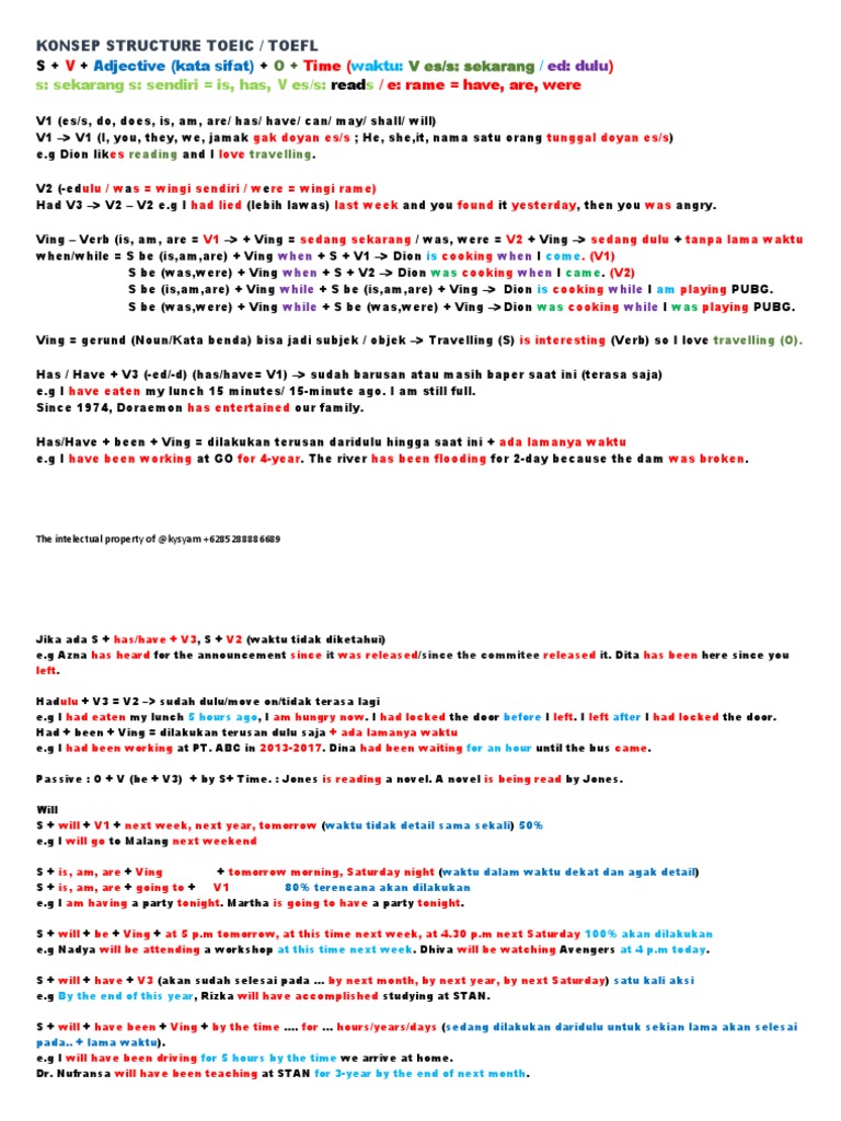 A Guide to English Verb Tenses and Structures for TOEIC/TOEFL Preparation | PDF | Linguistic ...