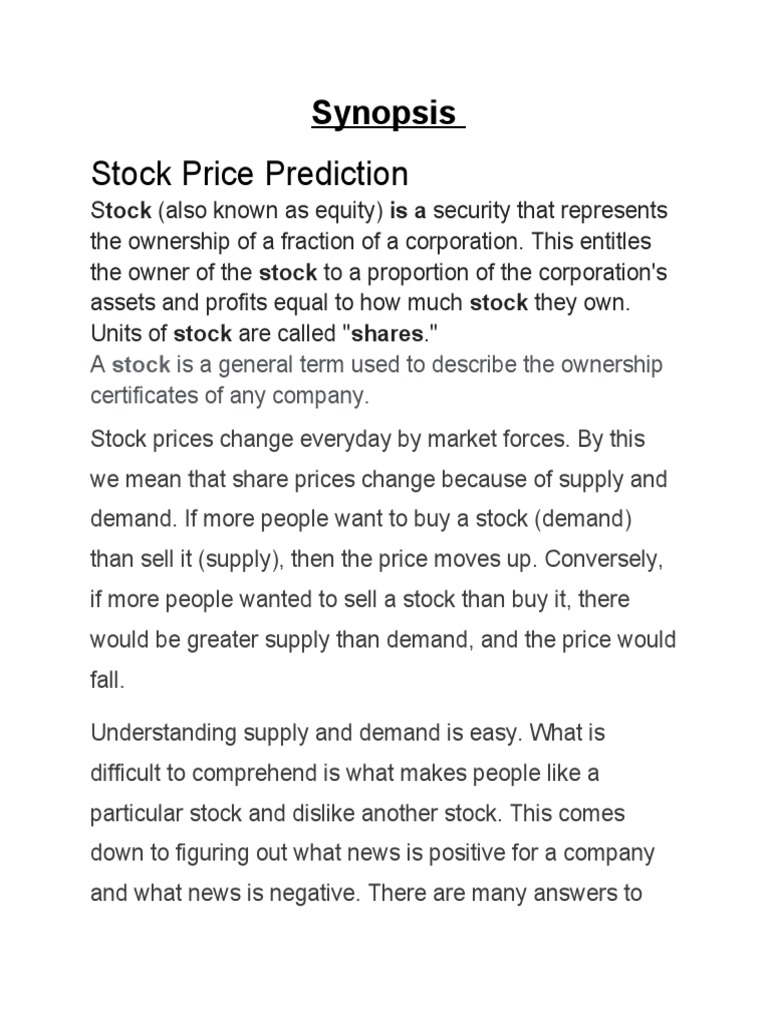 Stock Price Prediction PDF Stocks Technical Analysis