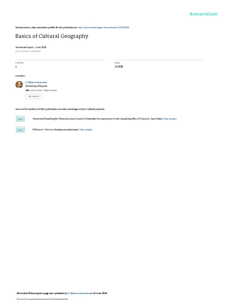 Basics of Cultural Geography | PDF | Geography | Spatial Analysis