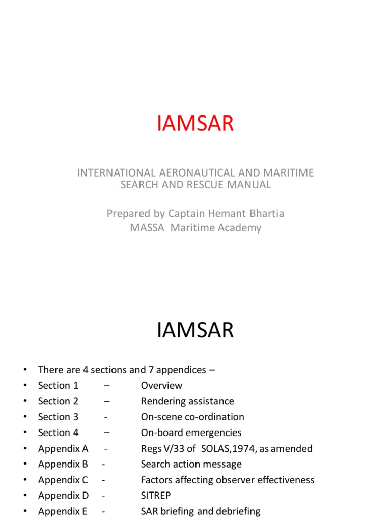 Iamsar Notes | PDF | Search And Rescue | Transport