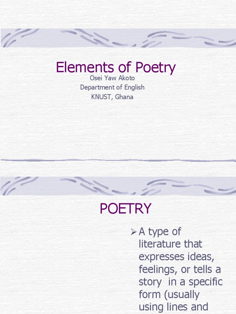 Elements of Poetry | PDF | Poetry | Rhyme