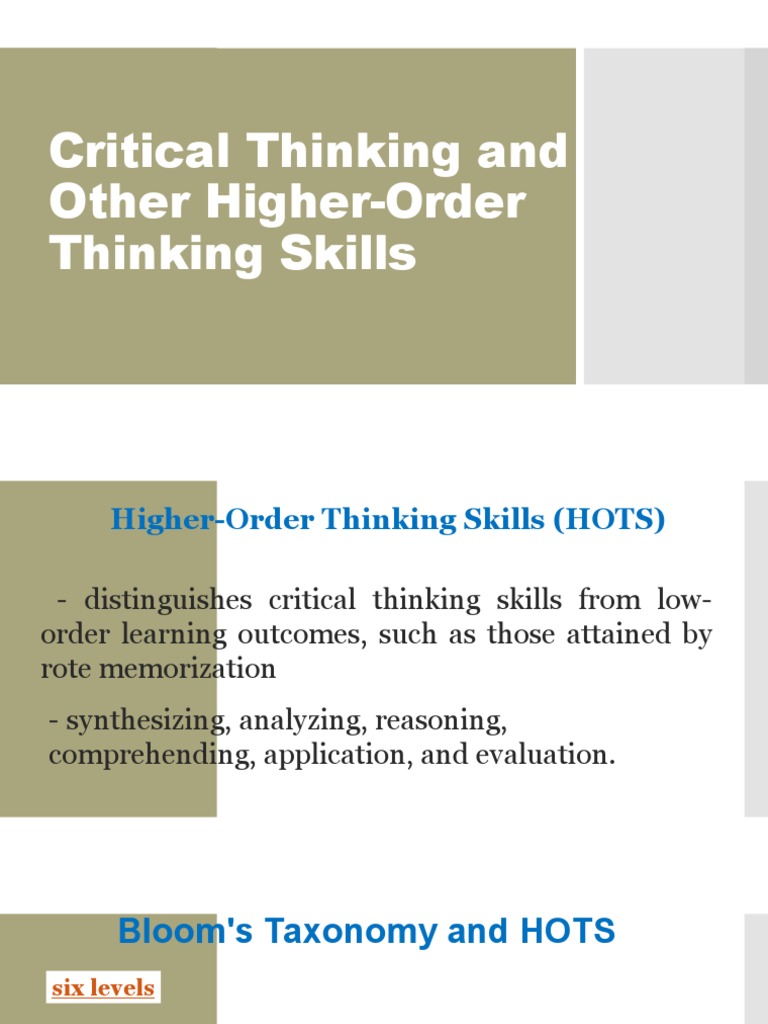 Enhancing Higher-Order Thinking Skills | PDF