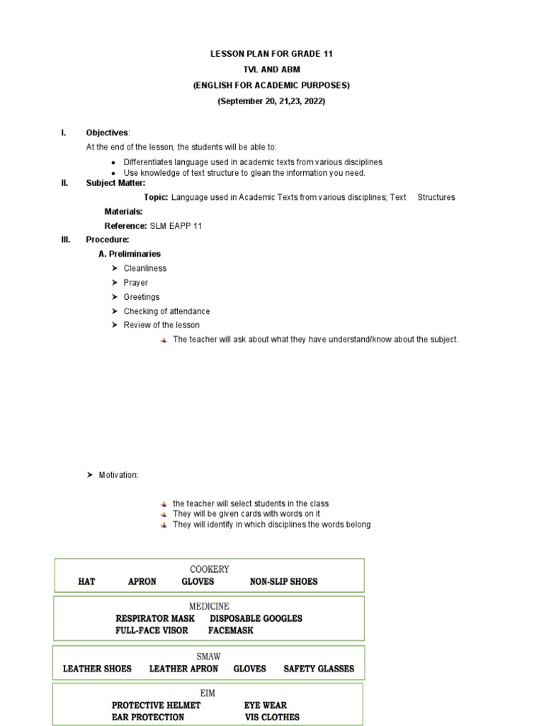 Grade 11 English Lesson Plan: Academic Language | PDF | Lesson Plan ...
