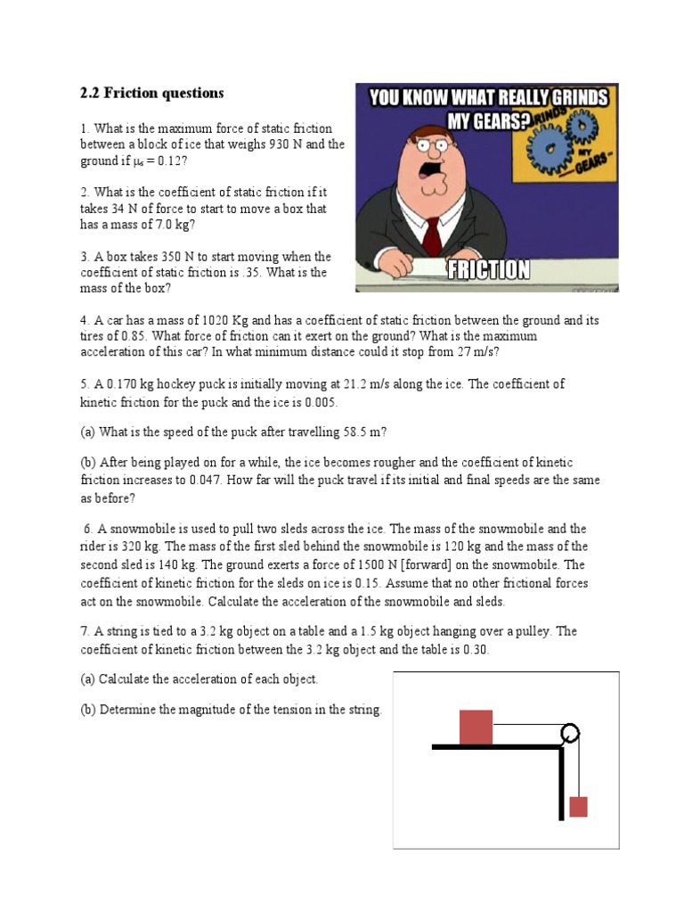2.2 Friction Questions | PDF