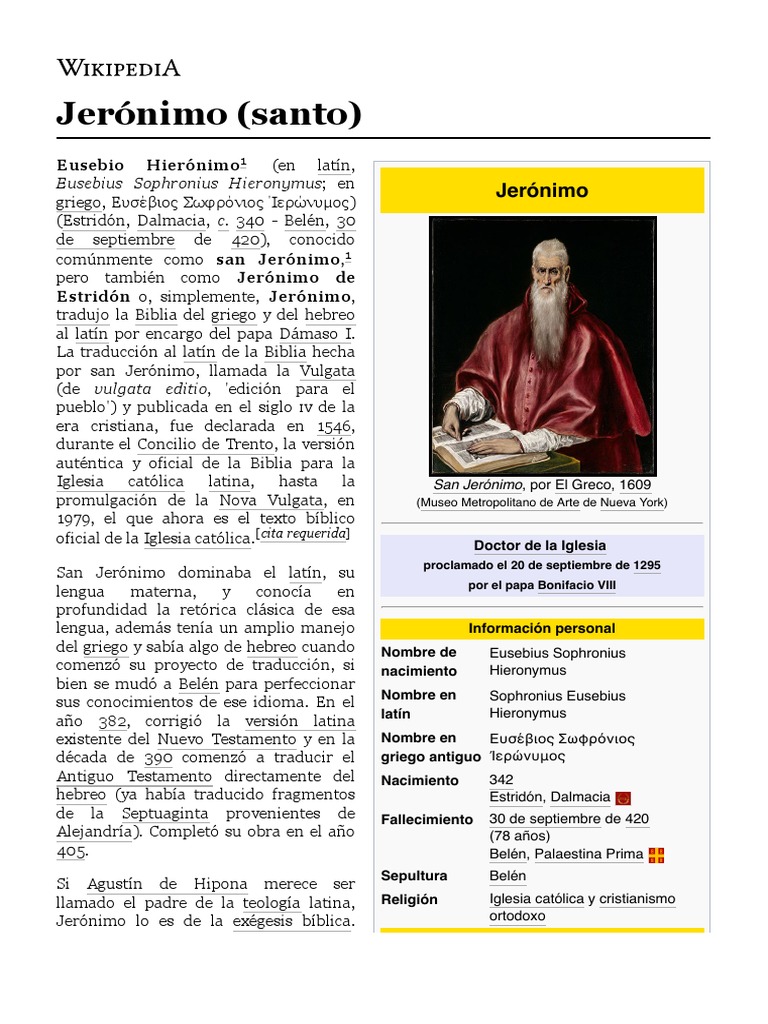 Jerónimo (Santo) - Wikipedia, La Enciclopedia Libre | PDF | Jerome | Origen