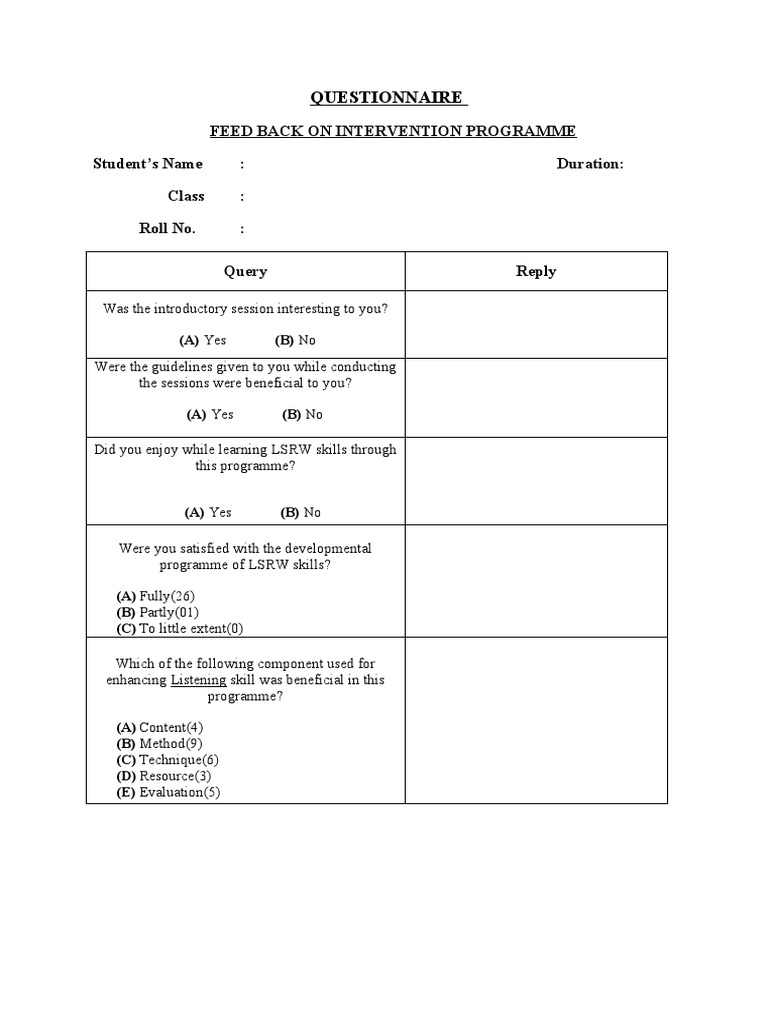 QUESTIONNAIRE | PDF | Reading Comprehension | Communication