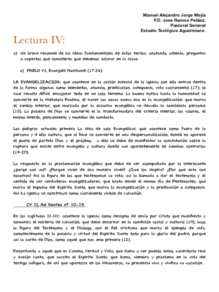 Lectura V | PDF | Evangelización | Misionero