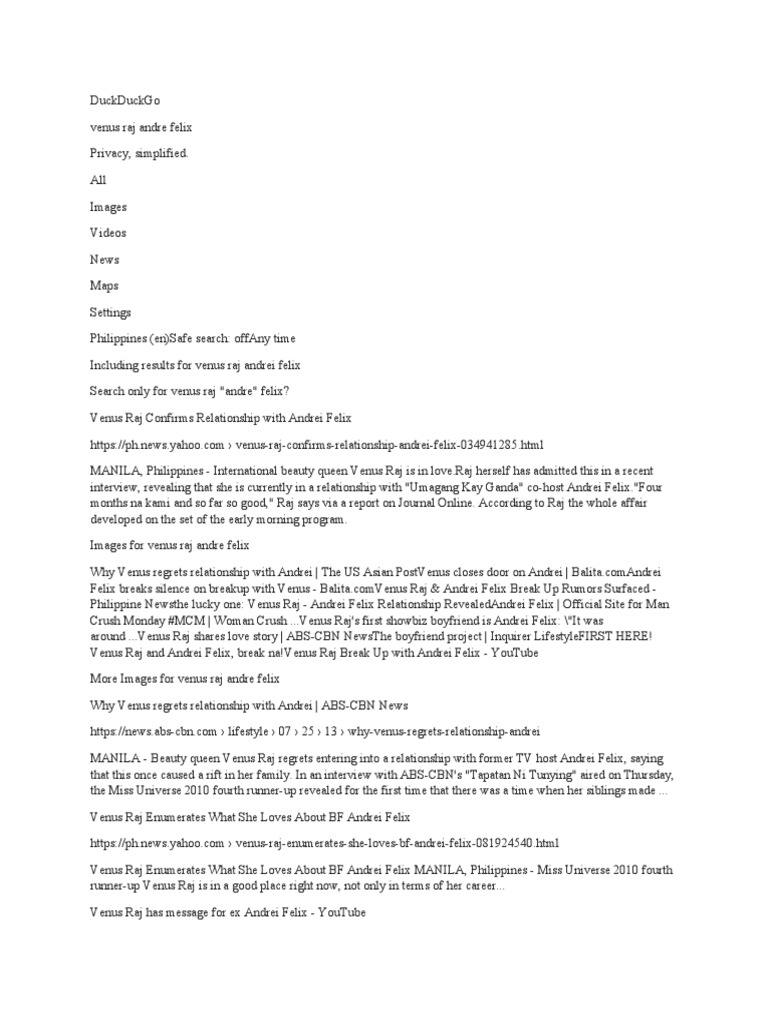 Venus Raj & Andrei Felix Relationship | PDF