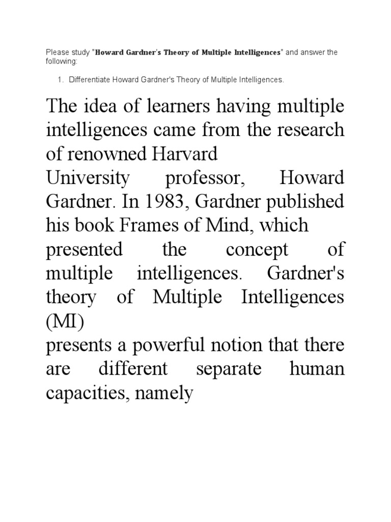 Understanding Gardner's Multiple Intelligences | PDF | Intelligence | Cognitive Science
