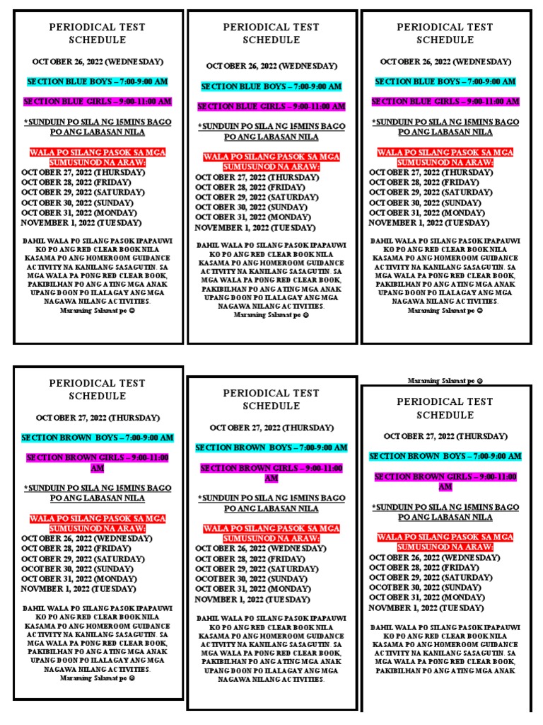 Periodical Test Schedule | PDF