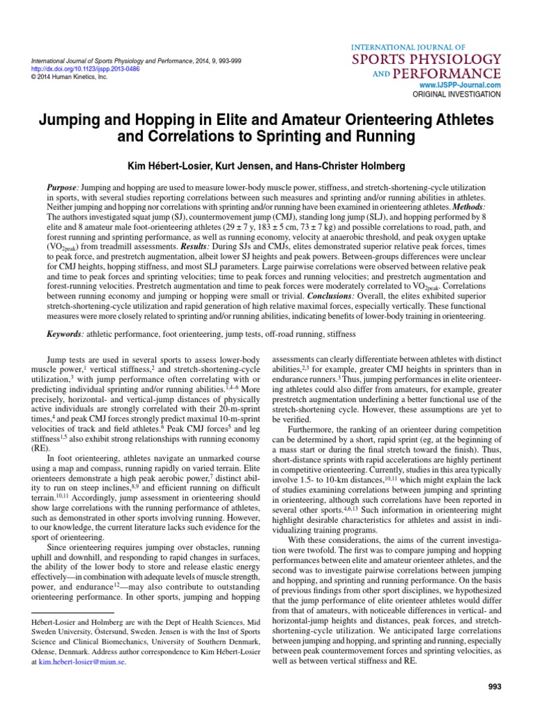 Jumping and Hopping in Elite and Amateur Orienteering Athletes | PDF ...