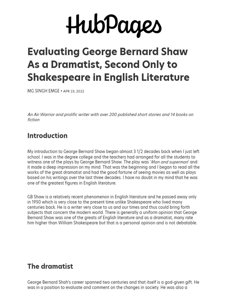 George Bernard Shaw: A Dramatist's Legacy | PDF | George Bernard Shaw ...