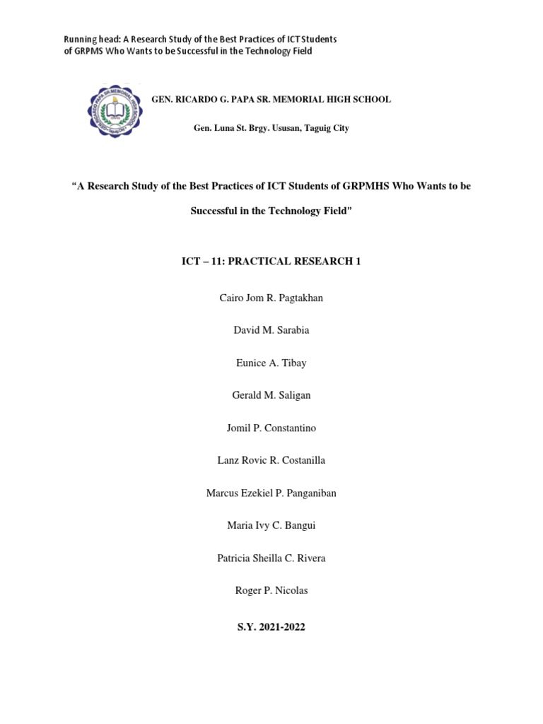 Best Practices of ICT Students at GRPMHS | PDF | Educational Technology ...