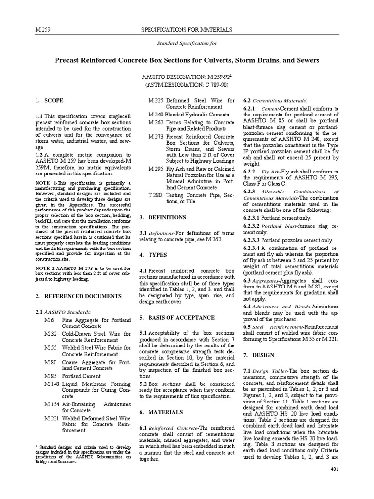 Precast Concrete Box Sections Spec. | PDF | Concrete | Cement