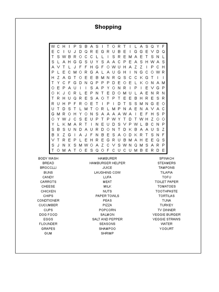 Grocery Store Word Search Puzzle | PDF | Hamburgers | Foods