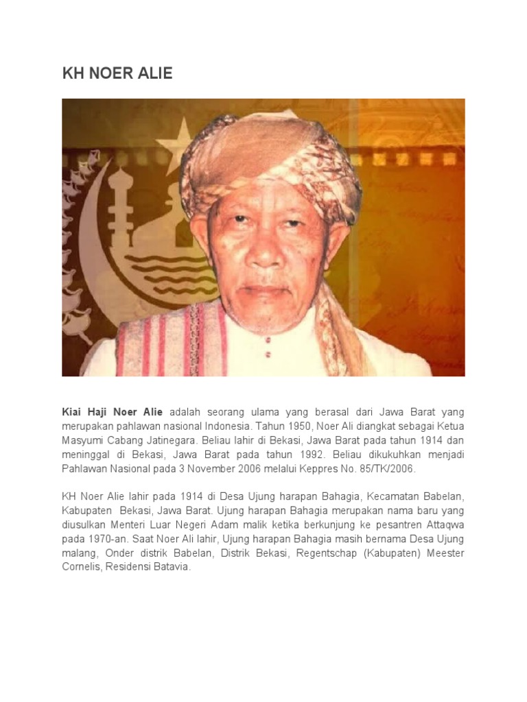 Biografi KH Noer Ali, Pahlawan Nasional | PDF | Olahraga & Rekreasi ...