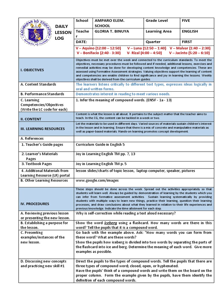 Compound Words Pdf Learning Word