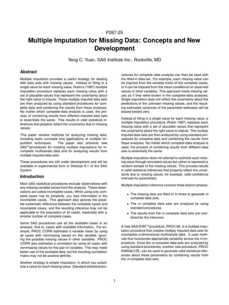 Proc MI and Proc Mianalyze | PDF | Regression Analysis | Statistical ...