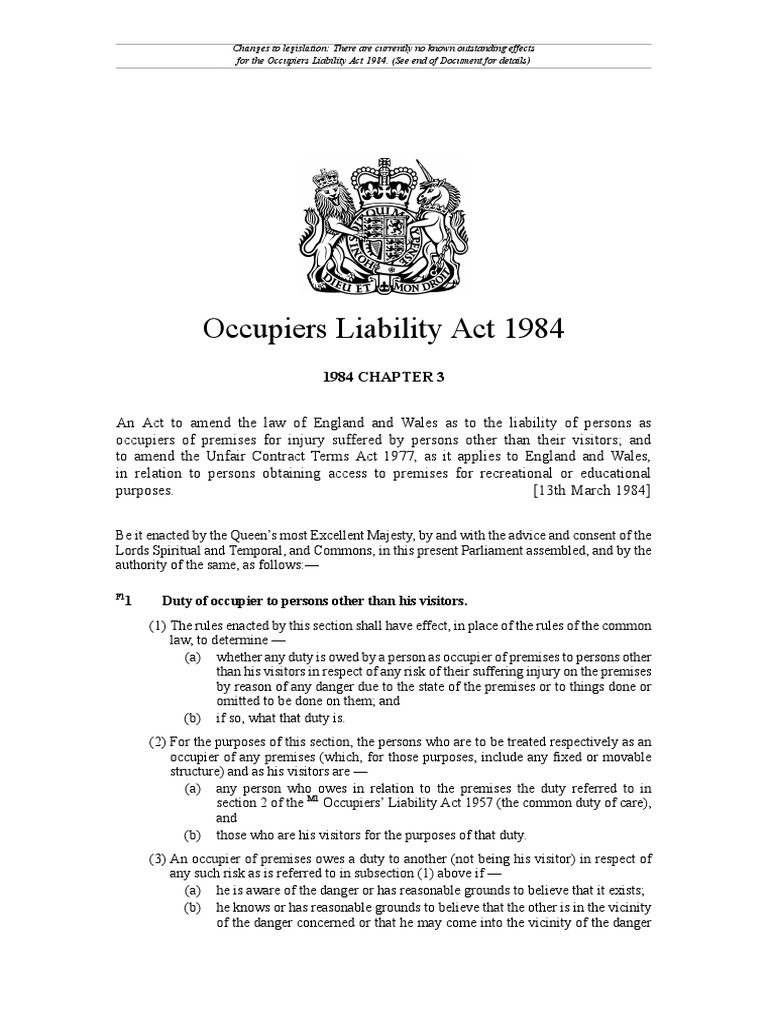 Occupiers' Liability Explained | PDF | Legal Liability | Ethical Principles