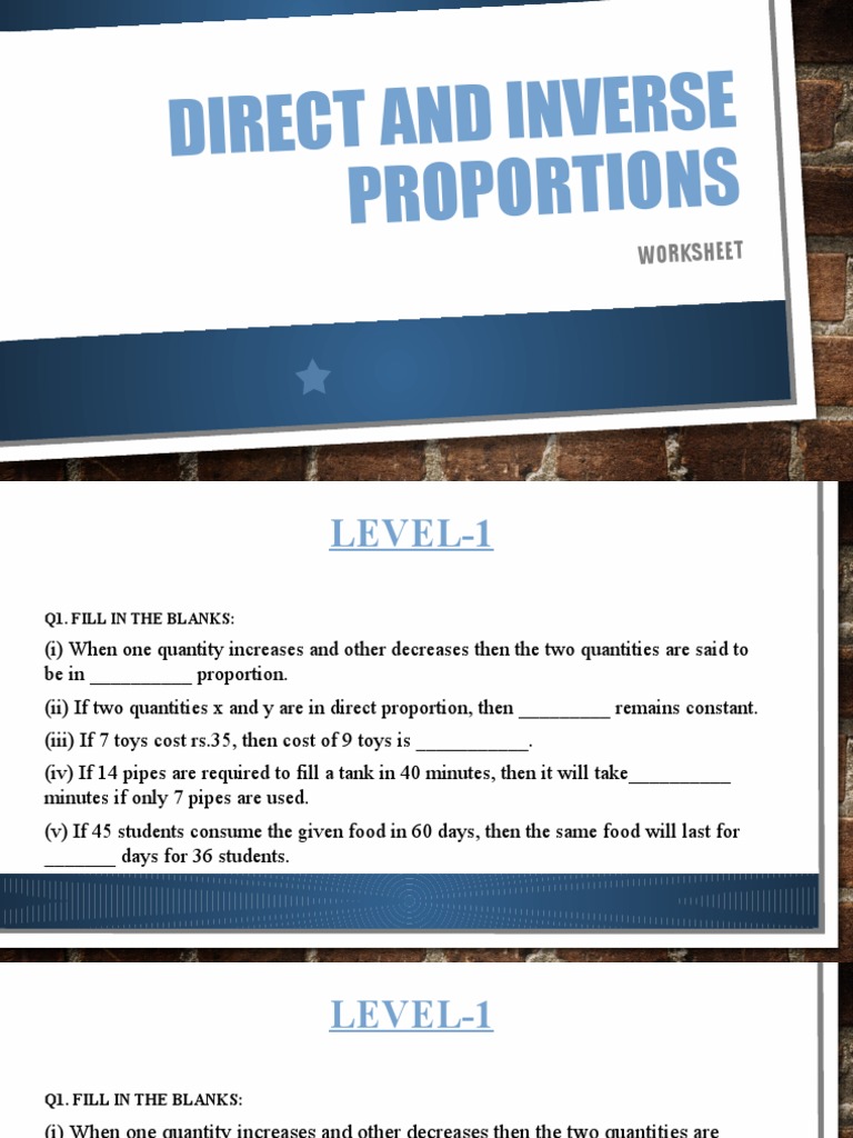 Direct and Inverse Proportions: Worksheet | Descargar gratis PDF ...