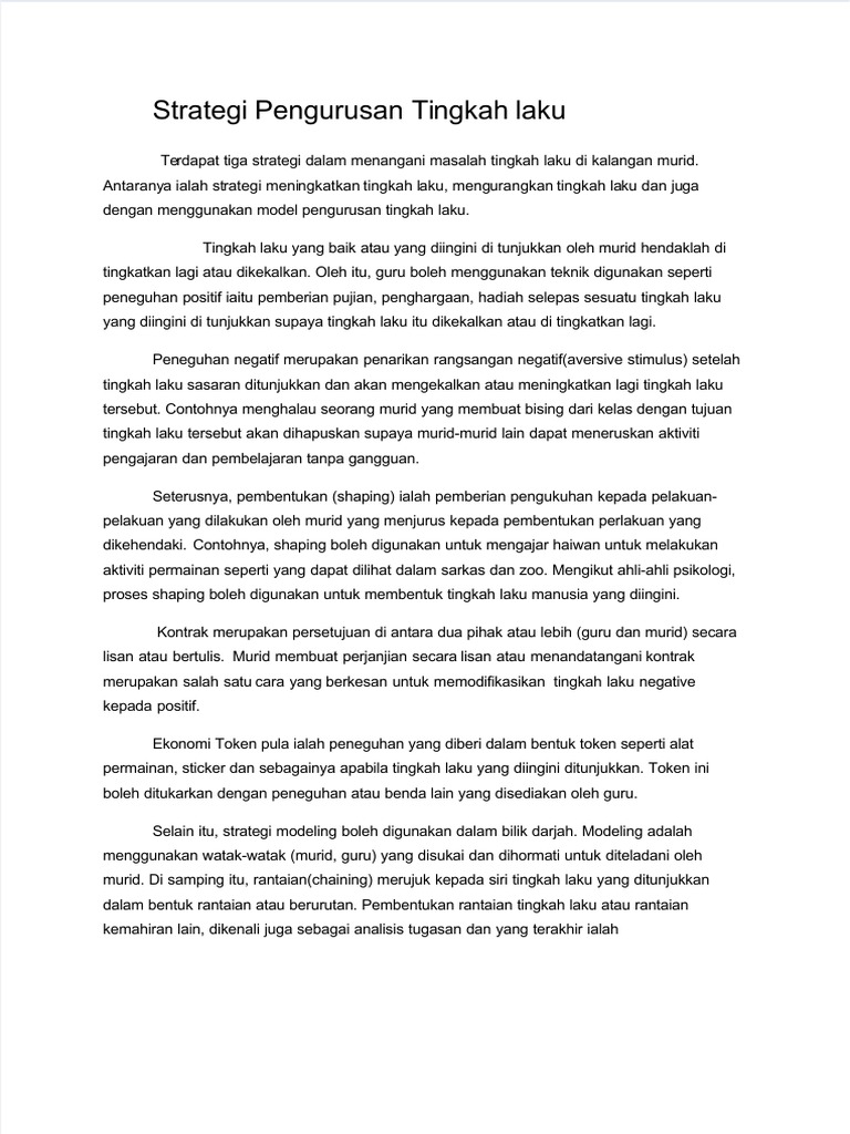 Strategi Pengurusan Tingkah Laku | PDF